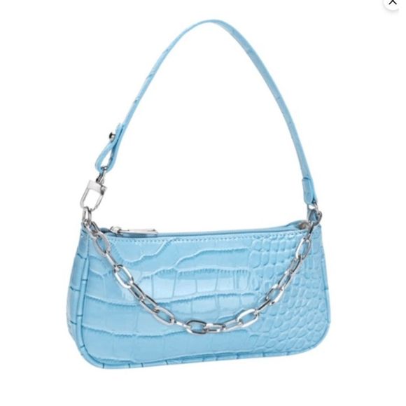 SHEIN | Bags | Sheinnwot Blue Crocodile Silver Chain Purse Retro Becky ...